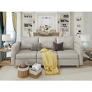 EASE MOOSE Convertible Modular Sofa Sectional Couch with Reversible Chaises,3 Seat Faux Leather Sectional Sofa Couch with Storage for Living Room Home Office