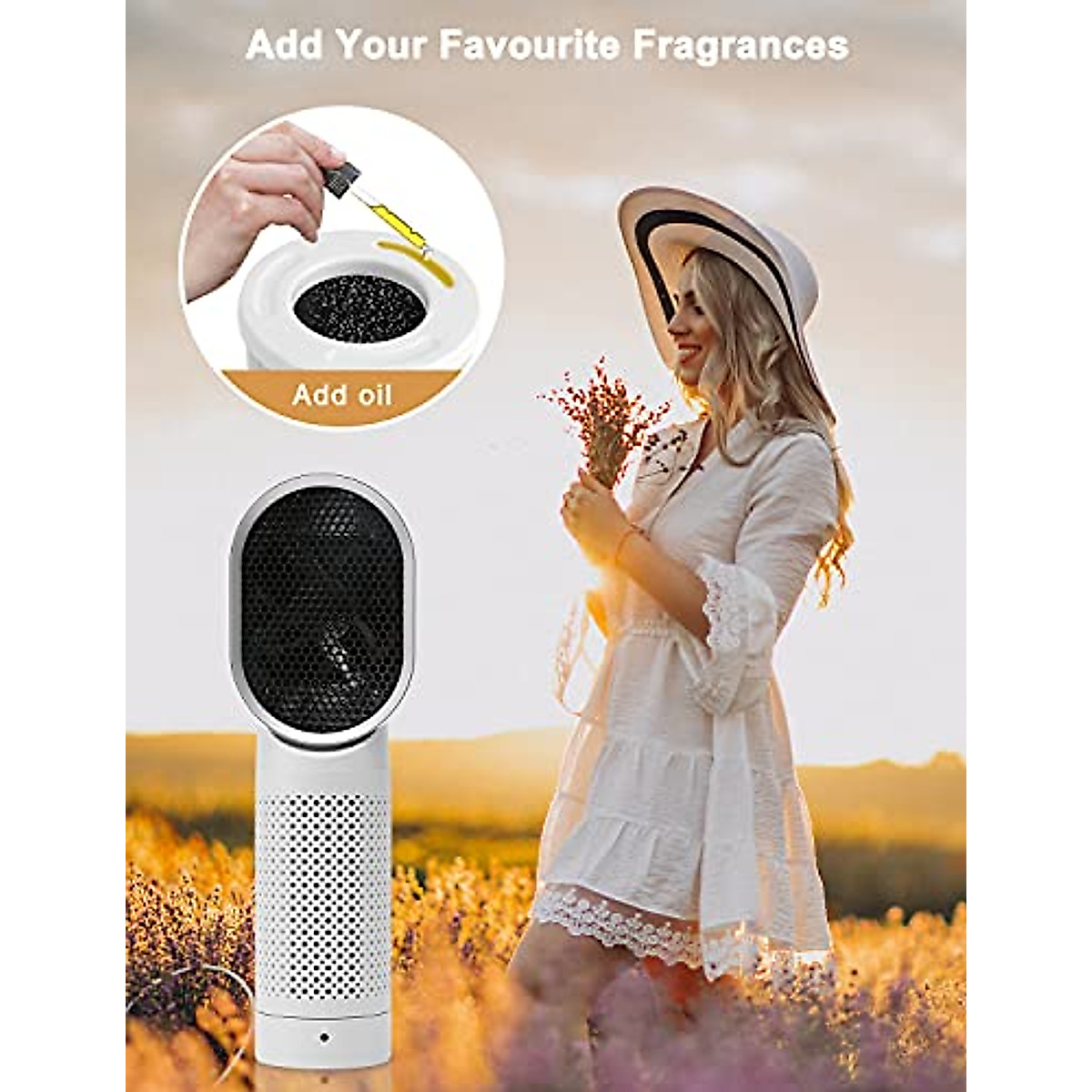 LASIEYO Small Air Purifier, True H13 HEPA Filter Cleans, Office Desktop Air Purifier with Ionizer Generator for Cleaning Smoke, Dust, Mold Pollen in Bedroom & Room,White