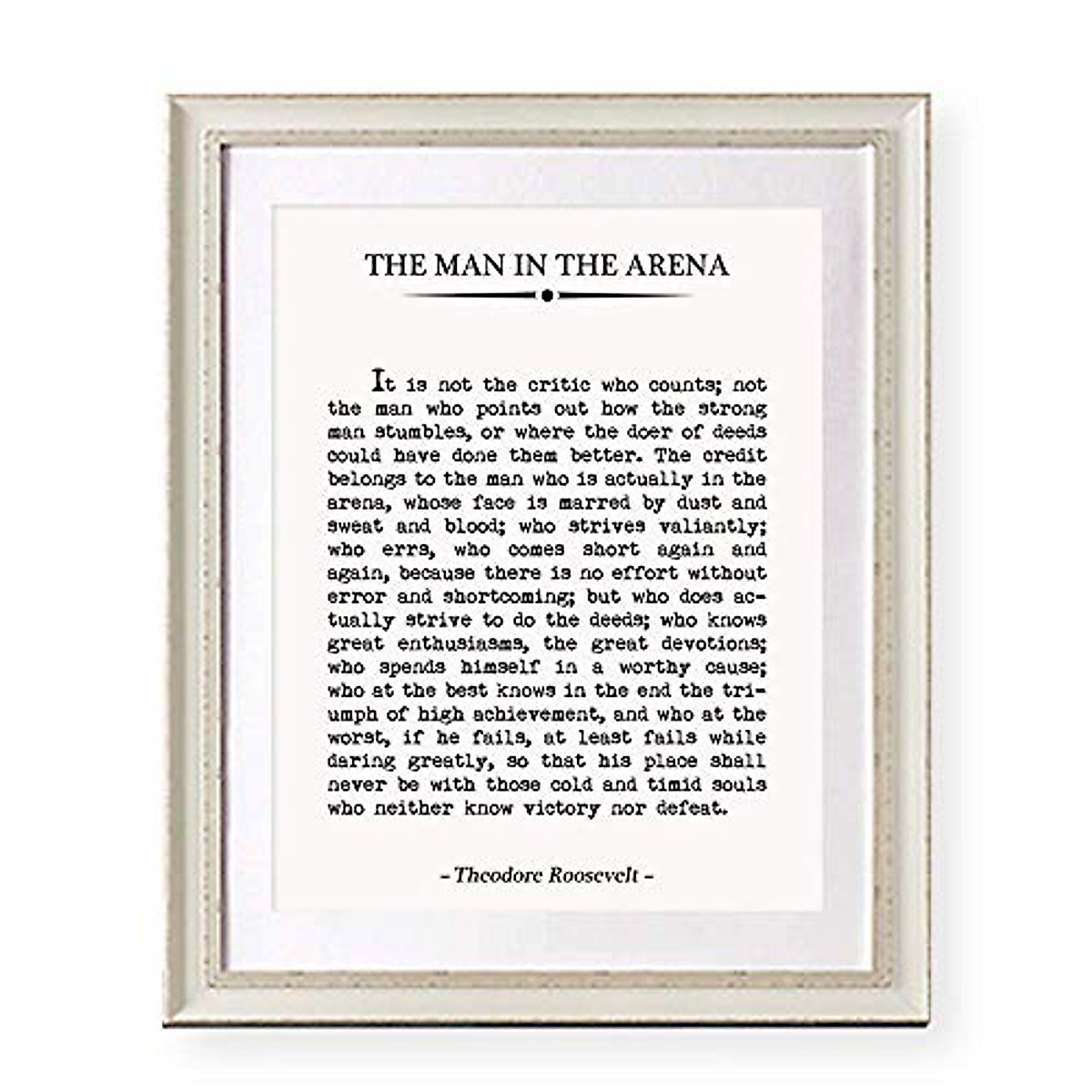 The Man in the Arena, Inspirational Quote Print, Book Page Sign, Graduation Gift, Home Decor, Office Wall Decor, Great Quote, 8 x 10 Inches Unframed