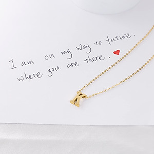ELBLUVF Stainless Steel 18K Gold Plated Personalized Letter Dainty Initial Necklace Jewelry for Women (K)