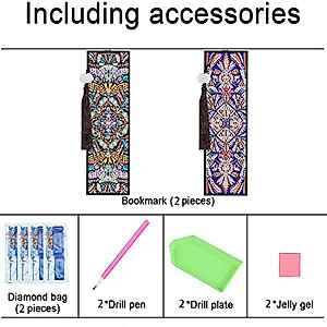 hardware store 112 2 Pieces Mandala Style Diamond Painting Bookmarks PU Leather Art Bookmarks with Tassels Rhinestone Bookmarks Art Kit Best Painting Gifts for DIY Artwork, B-1026