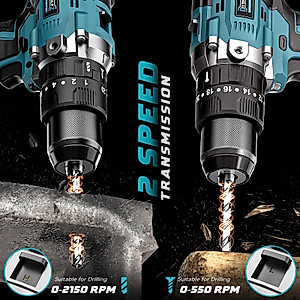 Cordless Power Drill for Makita 18v Battery: 3 Modes Electric Power Driver/Drill Kit Tool, 1/2 Inch Keyless Chuck Cordless Impact Drill Set, 20 Position, Variable Speed, for Home, Garden(No Battery)