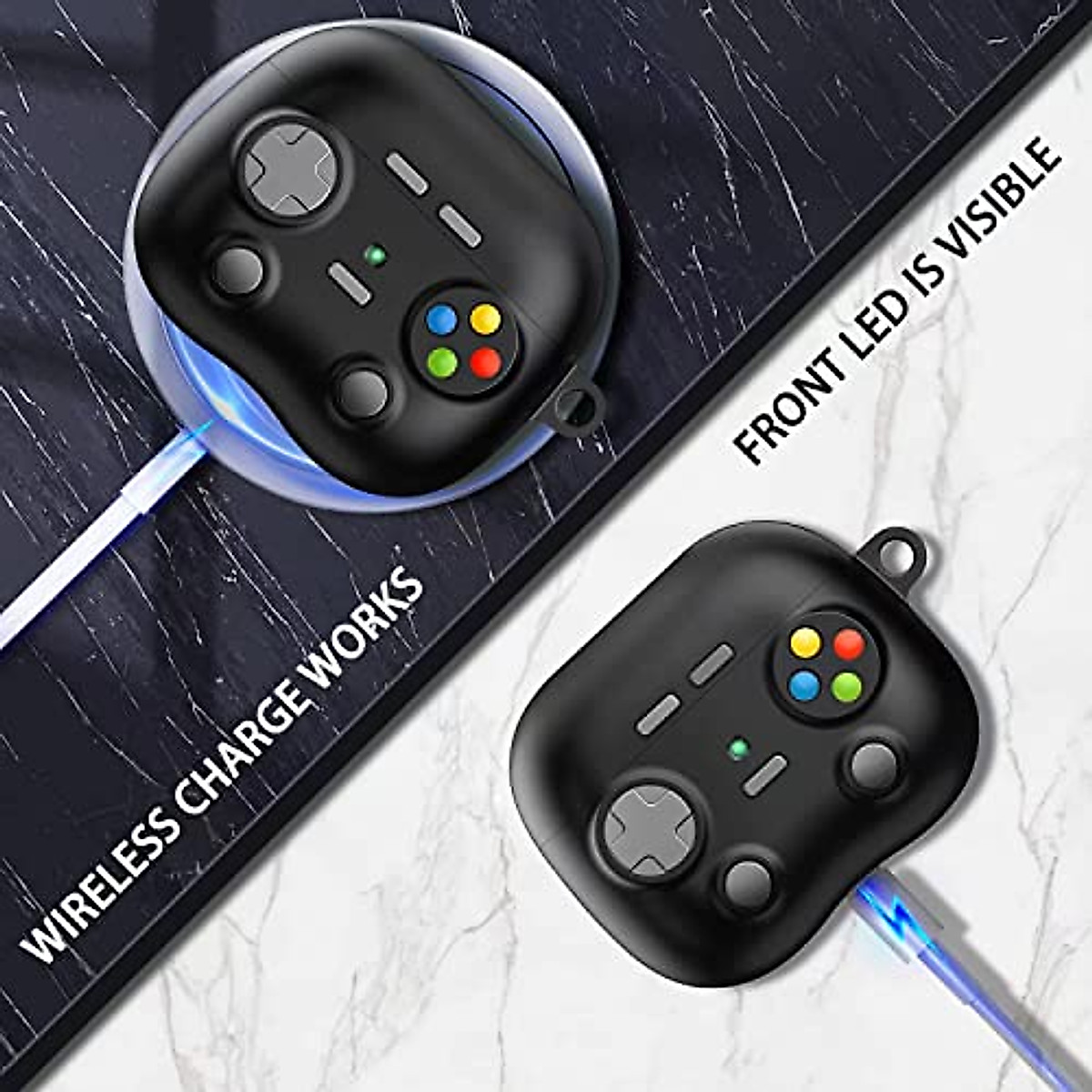 volport Airpods 3 Case Cover, Airpods 3 Case Protective Accessories Skin with Keychain Compatible with Apple Airpods 3rd Generation 2021 for Women Men Girls Boys,Front LED Visible, Black