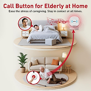 CallToU Wireless Caregiver Pager Smart Call System 4 SOS Call Buttons/Transmitters 2 Receivers Nurse Calling Alert Patient Help System for Home/Personal Attention Pager 500+Feet Plugin Receiver