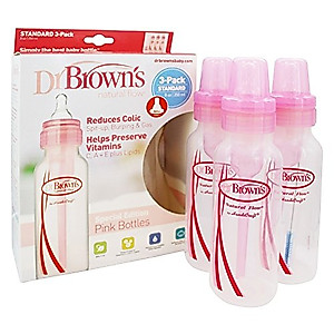 Dr. Brown's - Natural Flow Standard Baby Bottle 3-Pack Pink - 8 oz.