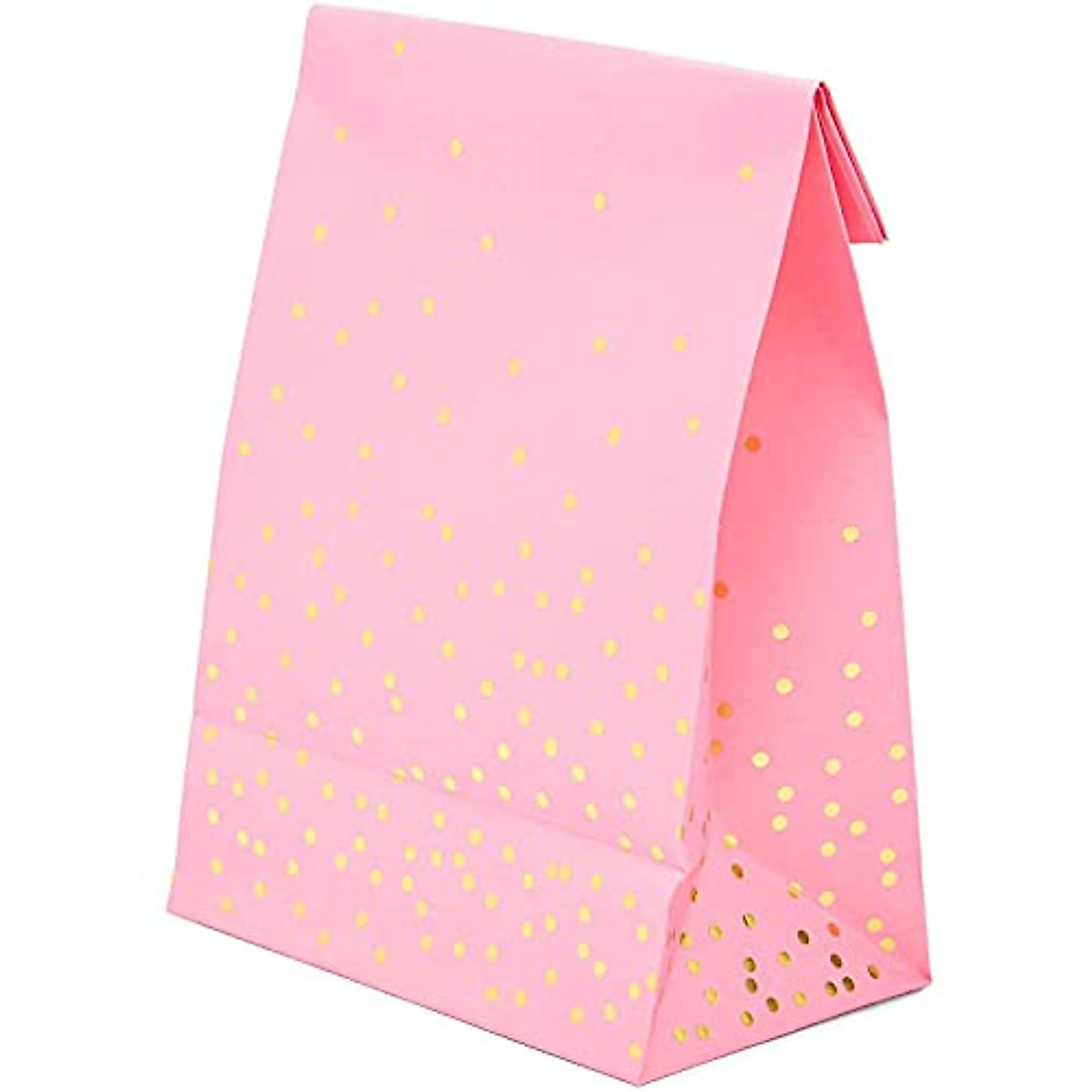 Sparkle and Bash Pink Gift Bag, Party Favor Bags with Gold Stickers (5.15 x 8.6 in, 36 Pack)