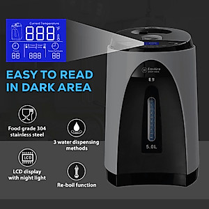 EavAire Digital Water Boiler Kettle Warmer, Fahrenheit Temp Display, Shabbat Manual Pump, Child-Proof Lock, Quick-Temp or Boil Option, Modern Design for Tea, Coffee, 5 Liter Capacity, Home and Office