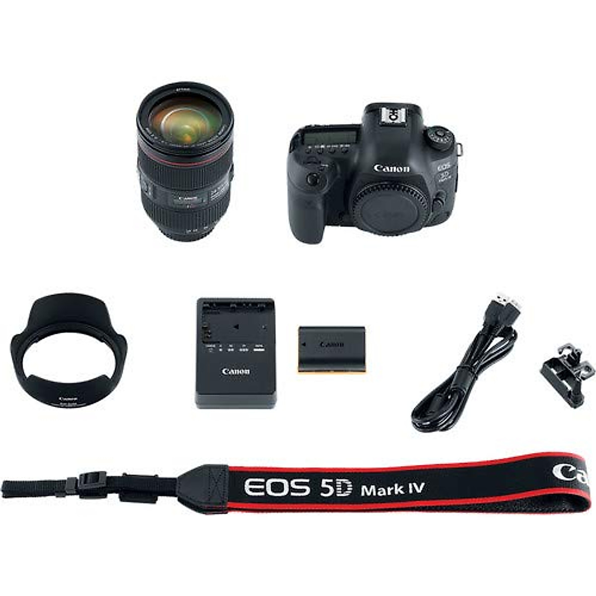 Canon EOS 5D Mark IV DSLR Camera with 24-105mm f/4L II Lens (International Model) (1483C010) W/Bag, Extra Battery, LED Light, Mic, Filters and More(Renewed)