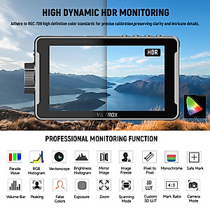 VILTROX DC-550 Pro 5.5 inch Camera Field Monitor, 4K HDMI Touchscreen DSLR Camera Monitor with Battery Sunshade Hood, 1200 Nits 3D Lut 1920X1080 HD Focus Peaking Assist On Camera Video Monitor