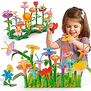 STEM Toddler Toys for Age 3 4 5 6 Year Old Girls - Flower Garden Building Toys for Preschool Educational Activity, Birthday Gifts and Stacking Learning Playset, Floral Gardening Pretend kit (150pcs)