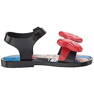 Mini Melissa Baby-Girl's Mini MAR Sandal + Snow White Slipper, BLK Glossy, 7 Medium US Toddler