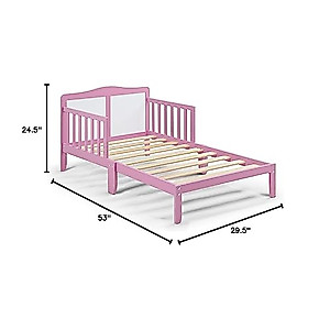 CITYLIGHT Toddler Bed Frame with Safety Guardrails, Solid Wood Toddler Bed for Kids, Boys & Girls, Easy to Assemble- Greenguard Gold Certified, Pink & White