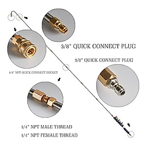 Xiny Tool Pressure Washer Extension Wand, 10 Pack Power Washer Lance with 5 Atomization Nozzle Tips,1 Gutter Cleaner Attachment Curved Rod, 1/4" Quick Connect, 4000 PSI