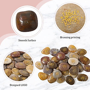 Roowest 30 Sets Employee Appreciation Gifts Thank You You Rock Engraved Inspirational Rocks Faith Stones, Kudos Cards Thank You Notecards and White Organza Bags for Coworkers Staff