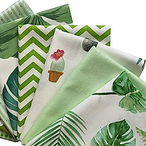 Quilting Fabric Misscrafts 8pcs 100% Cotton Craft Fabric Bundle Squares Fat Quarters 18" x 22" Multicolored for Patchwork DIY Sewing Scrapbooking Green Plant