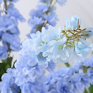 Heave 3Pcs Blue Delphinium Fake Silk Flower Arrangement Wedding Bouquet Blossoms Flowers with Stems for Indoor Outdoor Home Garden Wedding Party Decortaion Light Blue