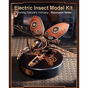 ROKR 3D Puzzles for adults Electric Insect Metal Model Building Kit Desk Toys Hobby Kit for Adults Gift for Teens (Rhinoceros Beetle)