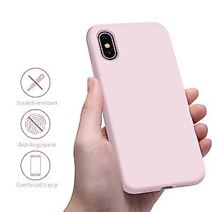OTOFLY Liquid Silicone Gel Rubber Full Body Protection Shockproof Case for iPhone Xs/iPhone X，Anti-Scratch&Fingerprint Basic-Cases，Compatible with iPhone X/iPhone Xs 5.8 inch (2018), (Ice Pink)