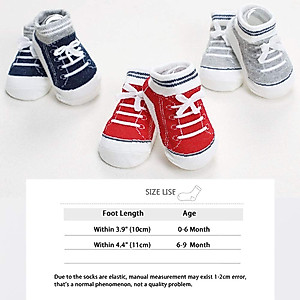 Zumou Baby Infant Anti Slip Non Skid Boys Sports Sneaker Shoe Socks 6 Pairs (0-6 Months, Colorful 6 Pairs)