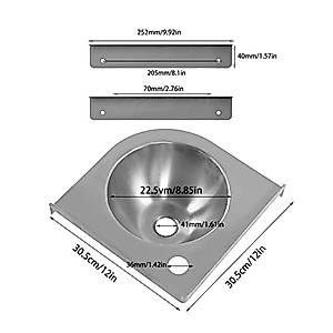 Hand Wash Basin Sink, Corner Triangle Basin Sink Brushed Finish Kitchen Bathroom Hand Wash Basin Sink for Boat Carava