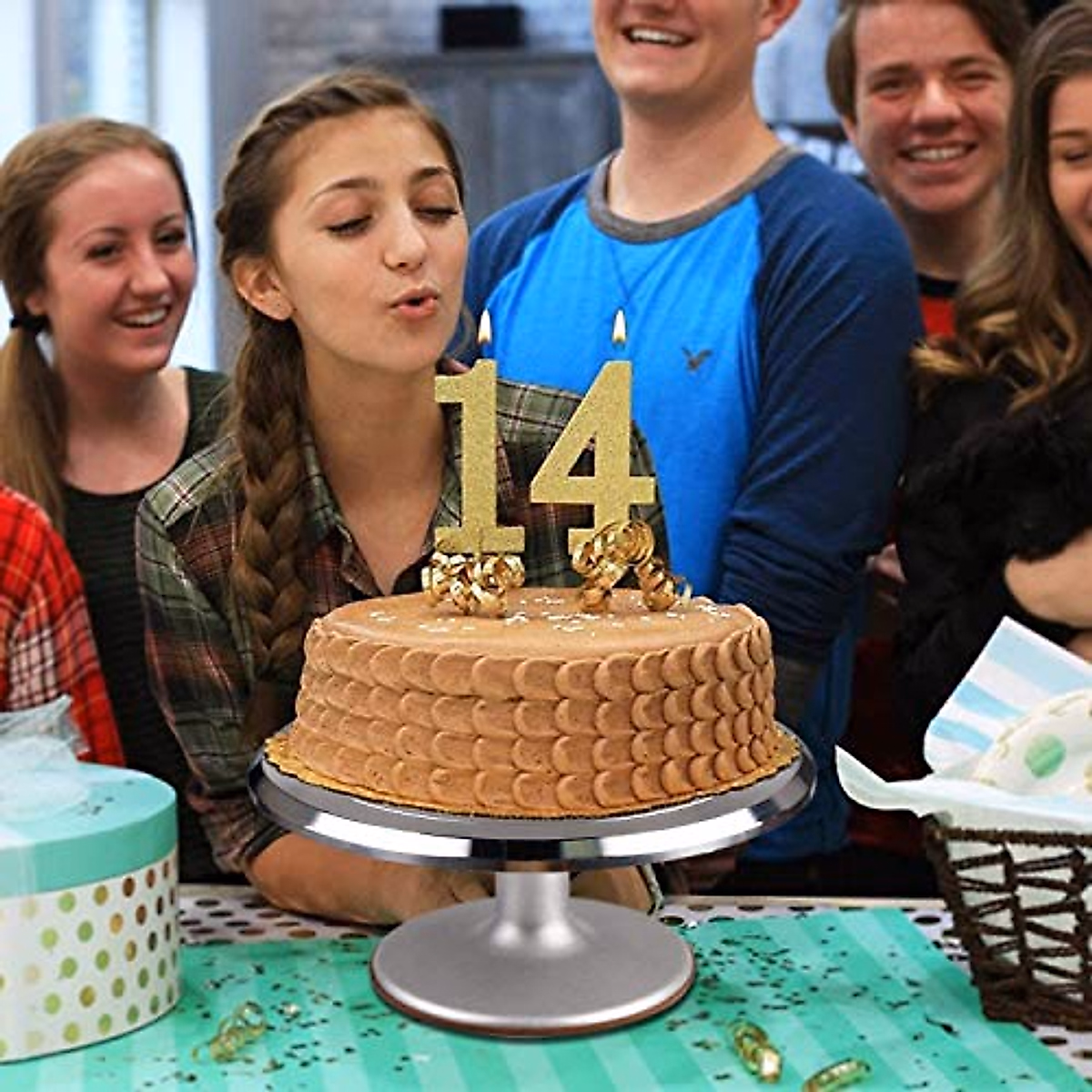 12.2” Rotating Cake Decorating Turntable for Cakes,Cake Turntable - 12'' Rotating Cake Decorating Stand with 2 Angled Icing Spatulas and 3 Comb Icing Smoother