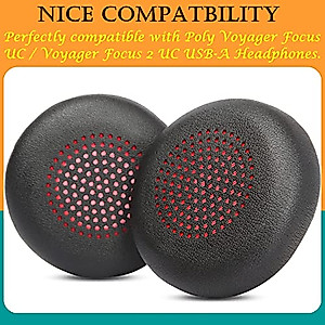 TaiZiChangQin Voyager Focus UC Upgrade Ear Pads Ear Cushions Replacement Compatible with Poly Voyager Focus UC / Voyager Focus 2 UC USB-A Headphone ( Protein Leather Earpads )