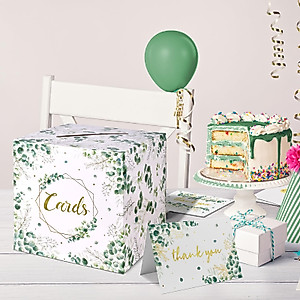 Gatherfun Sage Greenery Bridal Shower Card Box,Wedding Cards Box and Baptism Envelope Box for Wedding Gift Baby or Bridal Shower Party Favors Decorations Party Supplies