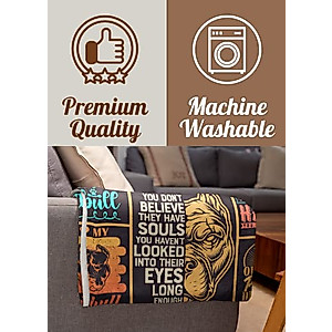 InnoBeta Pitbull Gifts for Pitties Lovers, Pitbull Flannel Blanket Throws for Pitt Dog Mom Dad, 50 x 65 inches, Perfect for Birthday Christmas Thanksgiving Mother's Day