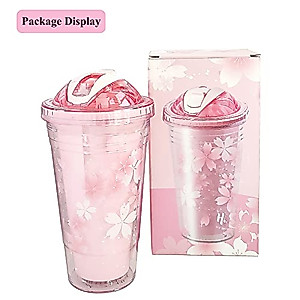 PMCDS2G Insulated Tumbler with Lid and Straw Double Wall Reusable Leakproof 16oz Travel Tumbler Cup Water Bottle BPA Free - Pink