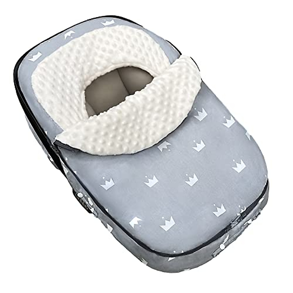 ATOROBROS Baby Car Seat Cover Winter, Winter Resistant Baby Stroller and Car Seat Cover for Newborn & Infant to Keep Baby Warm, Super Soft Cotton and Fleece, Grey