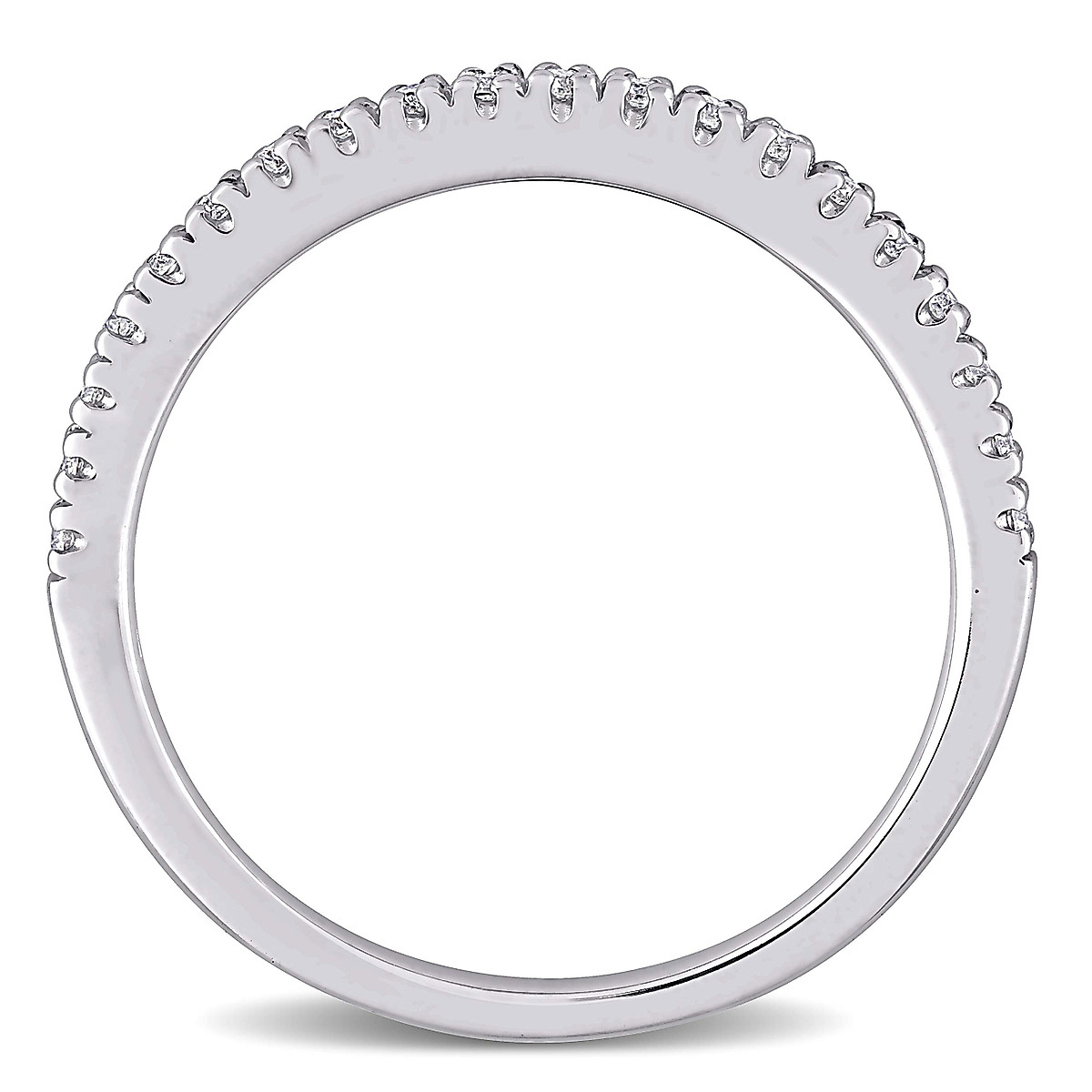 Abbie+Cleo Women's Round Moissanite Gemstone Band Stackable Anniversary Ring - White Gold Ring for Women - Anillo de Mujer - Moissanite - 10K White Gold - Stackable Rings (size 7)