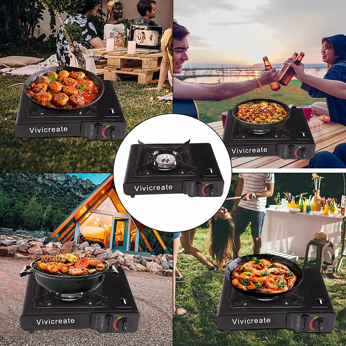 Vivicreate portable stove Camping BBQ Korean kitchen camp butane gas burner stove