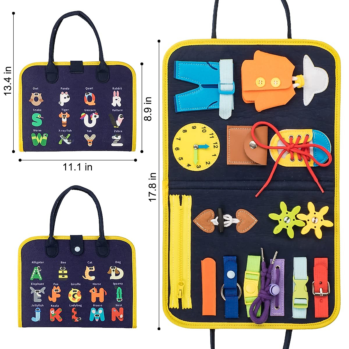 Busy Board Montessori Toys for Toddlers 2-4, Sensory Board Busy Book for Toddler Travel Toys Preschool Learning Activities Educational Toys for Toddlers 2 3 4 Year Old Boys Girls