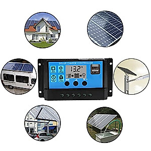 Aramox Solar Charge Controller, 12V-24V MPPT Solar Battery Solar Charge Controller PWM Controller 60A/50A/40A/30A/20A/10A(60A)
