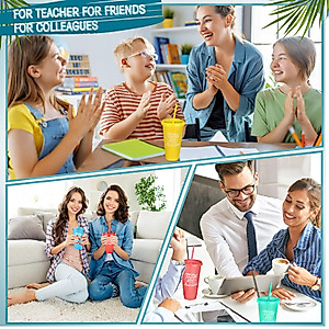 Nuenen Tumbler with Straw and Lid Thank You Gifts 24 Oz Reusable Plastic Cups Coffee Water Bottle Bulk Cold Drink Travel Mug Cup Reusable Plastic Cups for Christmas Adults Birthday, 10 Colors (20 Pcs)