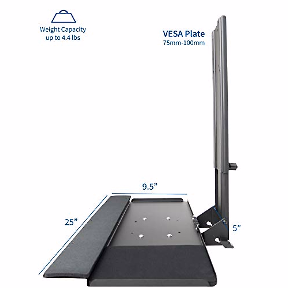 VIVO Computer Keyboard and Mouse Platform Tray, Adjustable VESA Mount Attachment, MOUNT-KB02