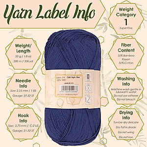 JubileeYarn Baby Soft Bamboo Cotton Yarn - 50g/Skein - Shades of Brown - 4 Skeins