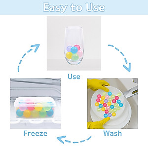 Reusable Ice Cube with Lid and Bin, Plastic Ice Cubes Round for Drinks BPA Free, Refreezable Ice Balls for Whiskey, Vodka, Coffee, Beer or Wine - Party Supplies for Boys, Girls, Kids/Adults 24 Pack