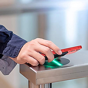 Sinjimoru Privacy Cover Magnetic Card Holder, Magnetic Phone Wallet Stick on as Credit Card Holder Compatible with iPhone 16 15 14 13 12 Series. M-Flap Red