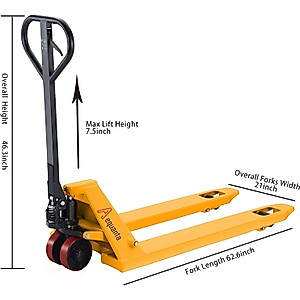 Aequanta Pallet Jack 3300lbs Capacity Electric Pallet Truck Lithium Battery Mini Type Jack 48''x27'' Fork and Manual Pallet Jack Industrial Hand Pallet Truck 48" Lx21'' W Forks 5500lbs Capacity