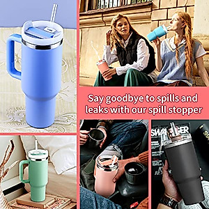 4 Pack Silicone Spill Stopper Set for Stanley Tumbler, Compatible with Stanley 40oz Tumbler with Handle, Leak Stopper for Stanley 30oz Tumbler with Handle, for Stanley Cup Accessories (White)…