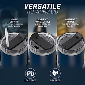 Fuller Brush Stainless Steel Tumbler with Handle - 40 oz. – Lead & BPA-Free - Double-Wall Insulated Travel Mug – Keeps Drinks Hot or Cold for Hours – Spill-Resistant Lid & Straw (Steel Blue)