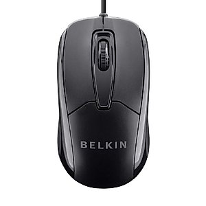 Belkin 3-Button Wired Computer Mouse - Ambidextrous, Ergonomic Mouse With 5-Foot USB-A Cord - 800 DPI Wired Mouse With Mouse Wheel Compatible with PCs, Macs, Desktops and Laptops - Black