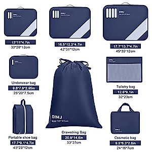 DIMJ Packing Cubes, Durable Packing Cubes for Travel, Lightweight Travel Cubes (Navy Blue, 8 Pack)