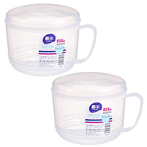 Cabilock 2pcs Cup Pottery Bowls Microwave Steamer Bowl Coffee Mug Transparent Water Mugs Fruit to-go Container Clear Container with Lid Plastic Beer Mugs Hot Food Jar Milk Portable Student