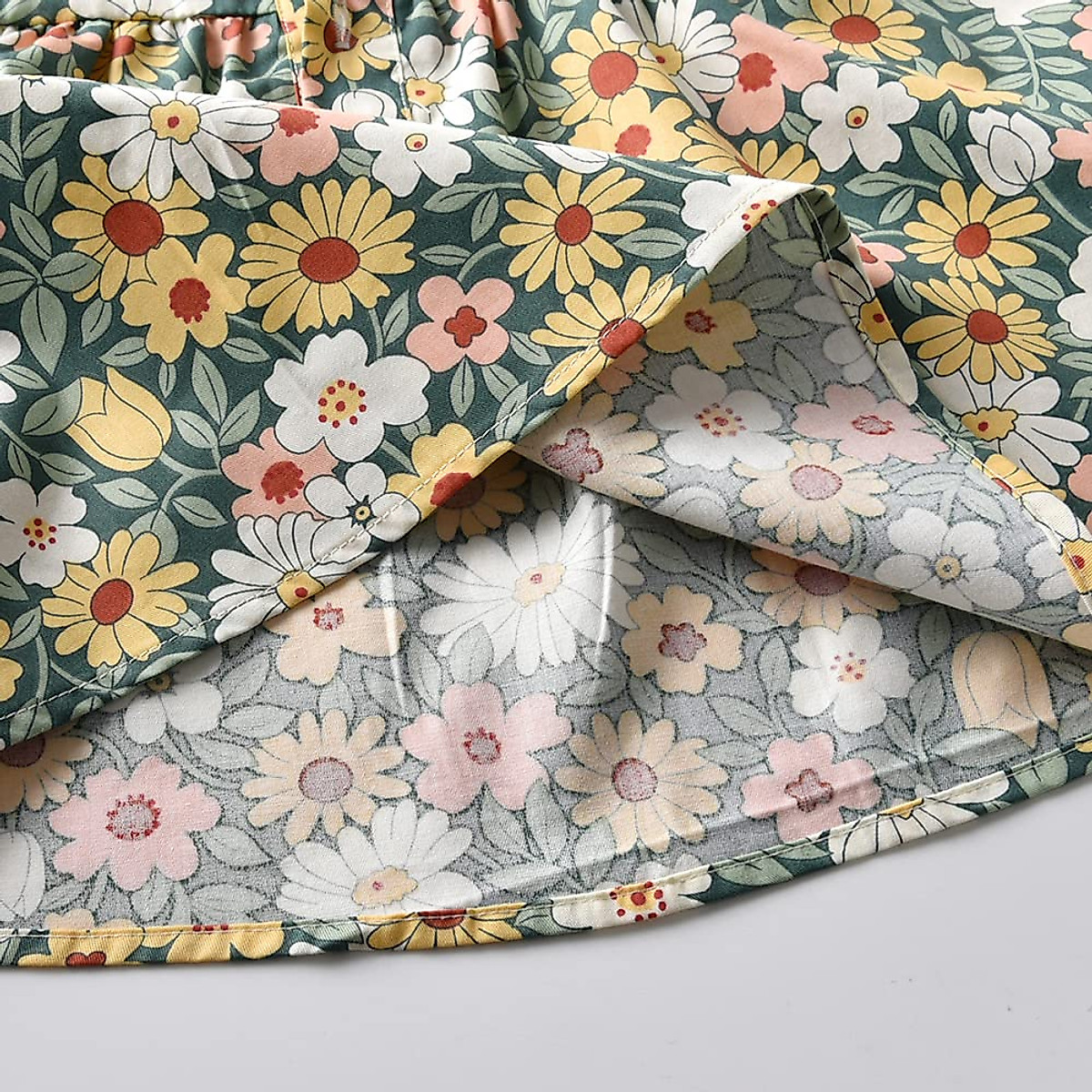 FAXSON Summer Brother and Sister Matching Outfits Toddler Boys Gentleman Suits Infant Girls Dresses(Green-girl,110/4T)