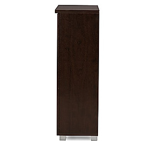 Wholesale Interiors Baxton Studio Adalwin Modern and Contemporary 2-Door Dark Brown Wooden Entryway Shoes Storage Cabinet, SC863522-Wenge