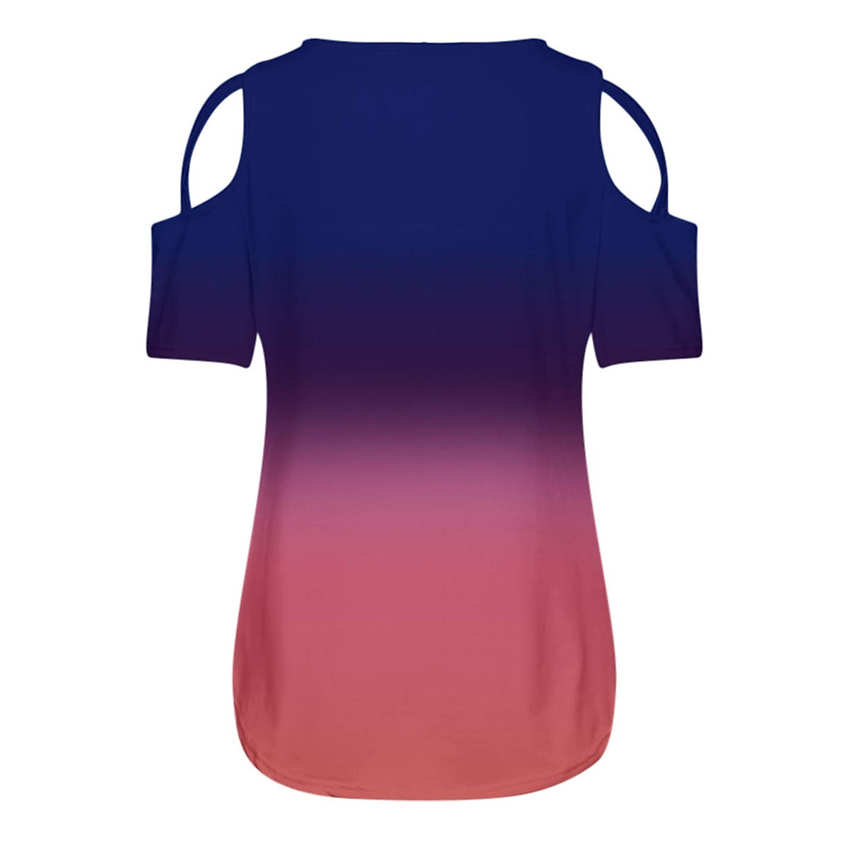 Womens Plus Size Tops T-Shirt Summer Shoulder Cold Women Strappy Short Blouses Gradient Sleeve Tops Women's Blouse Purple
