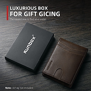 RUNBOX AirTag-Wallet-Mens-Slim-RFID Blocking Wallets Leather with Bill Compartment Air Tag Bifold Card Holder Wallet Gifts for Men Dad