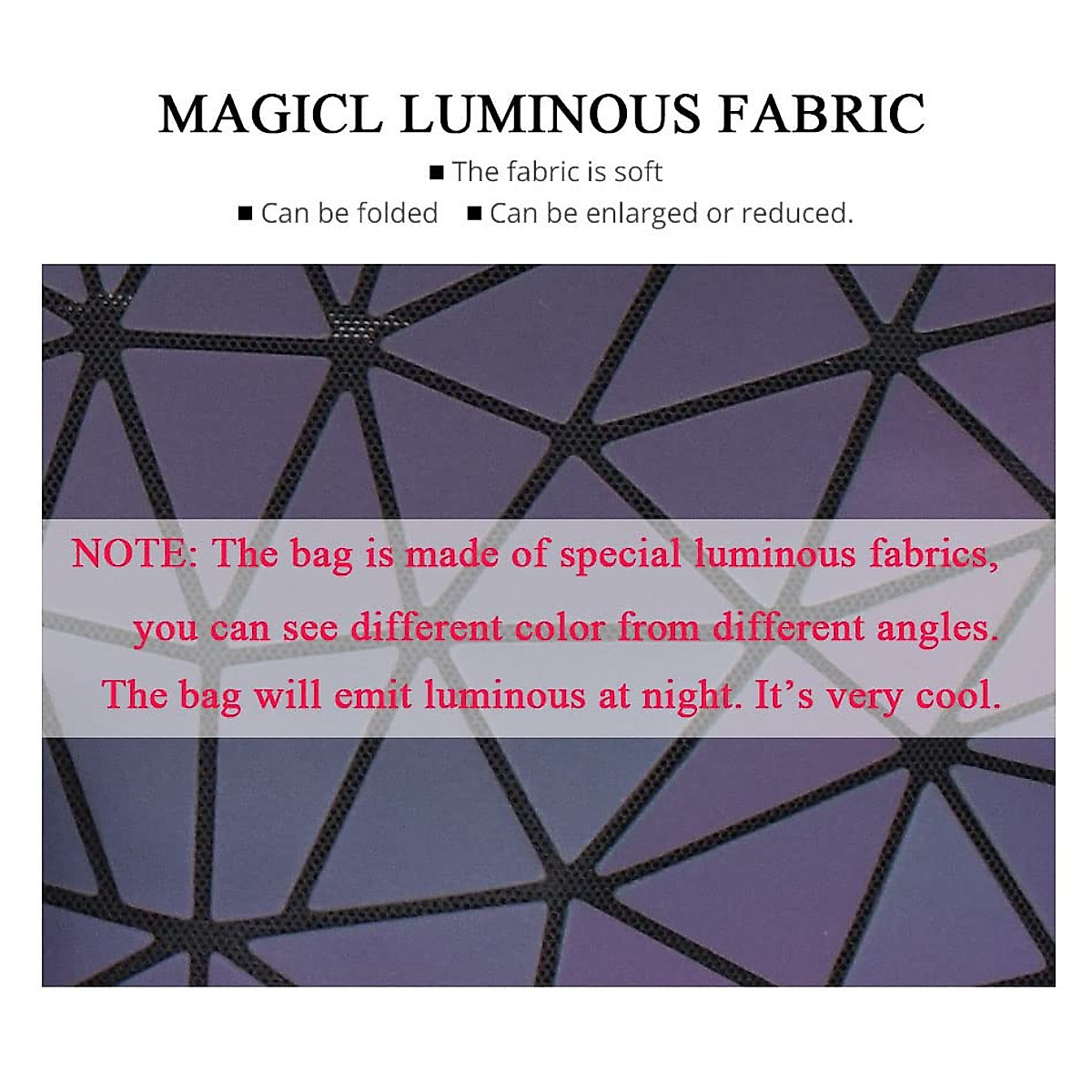 Geometric Luminous Ladies Backpack Wallet Holographic Reflective Backpack Diamond Travel Backpack (Silver)